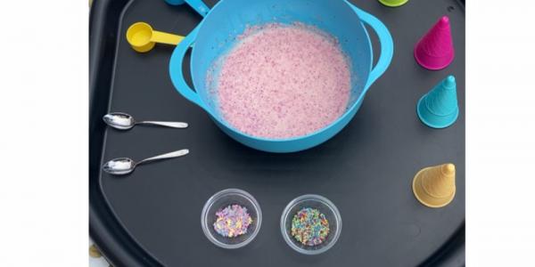 Ice cream shop tuff tray activity | The Parenting Daily