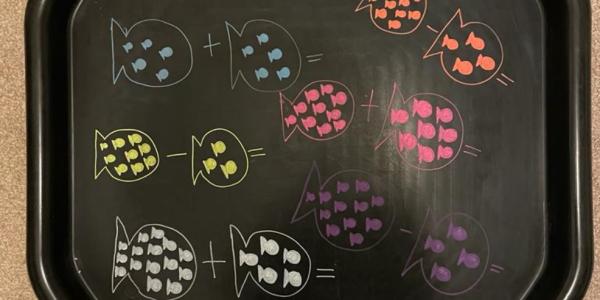 Fish adding and taking away tuff tray | The Parenting Daily