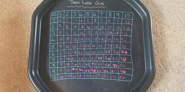 Times table grid tuff tray activity | The Parenting Daily
